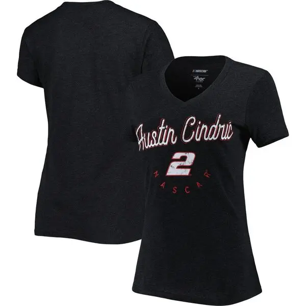 G-III 4HER BY CARL BANKS Austin Cindric Bump & Run V-neck T-shirt - Gray