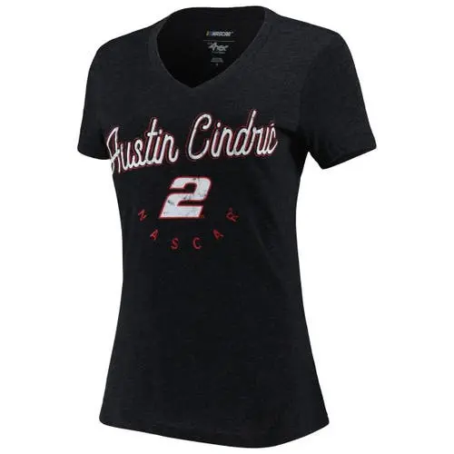 G-III 4HER BY CARL BANKS Austin Cindric Nascar Graphic V-neck T-shirt