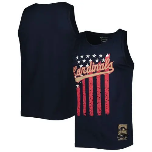 Mitchell & Ness St. Louis Cardinals Cooperstown Collection Stars And Stripes Tank Top - Navy