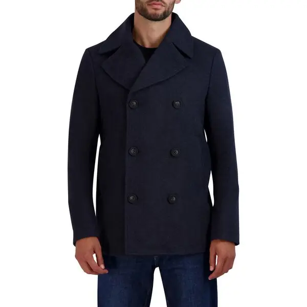 Cole Haan Double Breasted Pea Coat - Navy