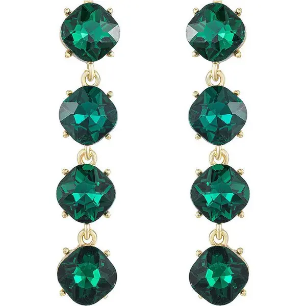 Ettika Crystal Drop Earrings - Green