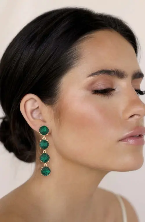 Ettika Crystal Drop Earrings - Green
