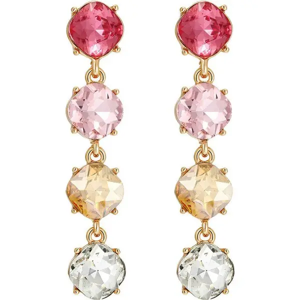 Ettika Crystal Drop Earrings - Pink