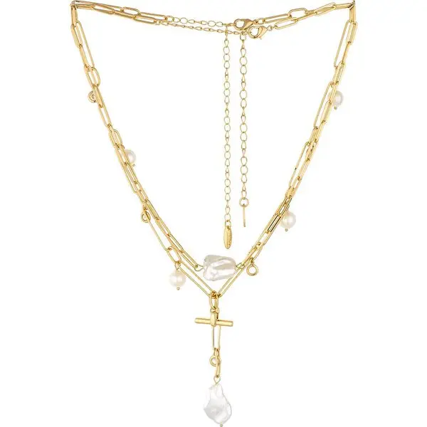 Ettika Set Of Pearl & Crystal Necklaces - Gold