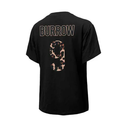 MAJESTIC THREADS Joe Burrow Cincinnati Bengals Leopard Player Name & Number T-shirt