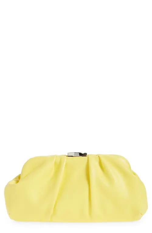 Nordstrom Soft Faux Leather Clutch - Yellow Freesia