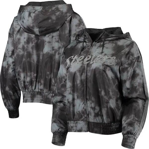 Mitchell & Ness Pittsburgh Steelers Galaxy Full-zip Windbreaker Hoodie - Black