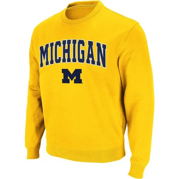 COLOSSEUM Michigan Wolverines Arch & Logo Crew Neck Sweatshirt