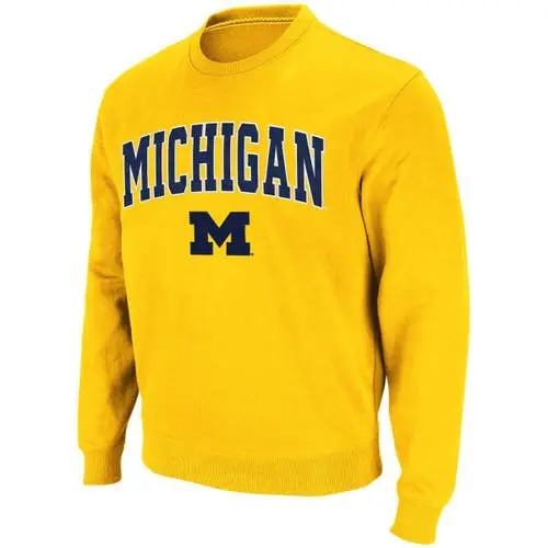 COLOSSEUM Michigan Wolverines Arch & Logo Crew Neck Sweatshirt