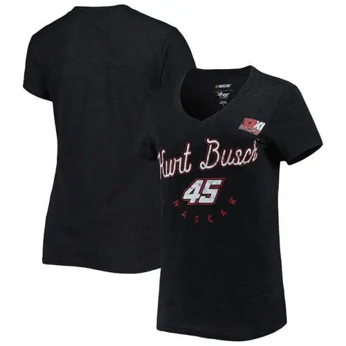 G-III 4HER BY CARL BANKS Kurt Busch Bump & Run V-neck T-shirt - Black