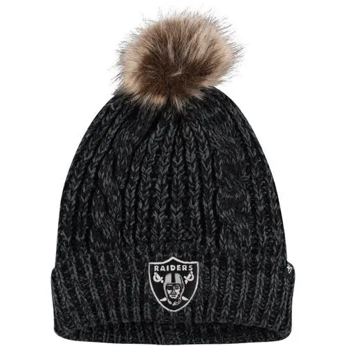 '47 47 Las Vegas Raiders Logo Meeko Cuffed Knit Hat With Pom - Black