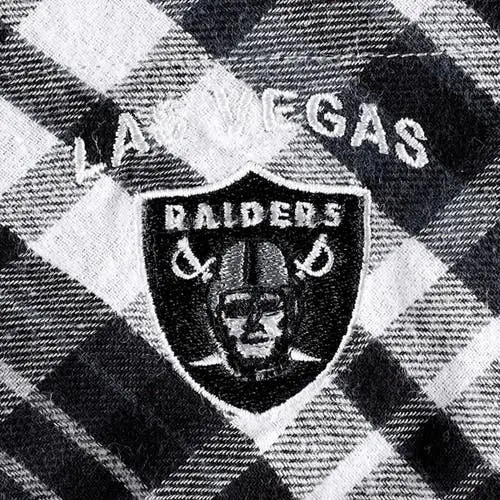CONCEPTS SPORT Las Vegas Raiders Mainstay Plaid Full-button Long Sleeve Nightshirt