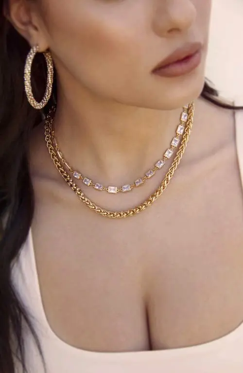 Ettika Set Of 2 Crystal And Chain Link Necklaces