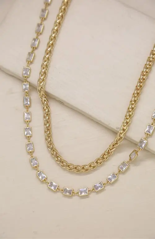 Ettika Set Of 2 Crystal And Chain Link Necklaces