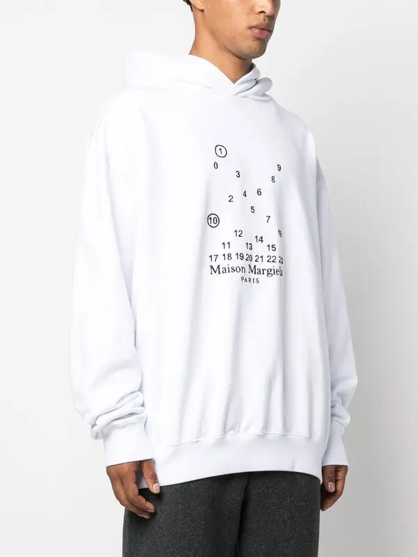 Maison Margiela Logo-Embroidered Cotton Hoodie In White - 24% Off