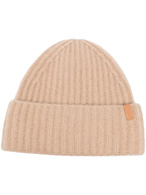 Vince Ribbed Cashmere Beanie - Neutrals