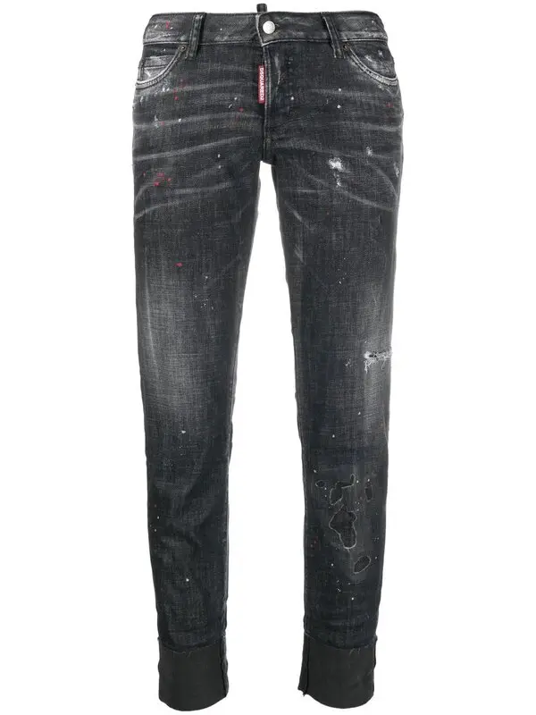 Dsquared2 Splatter-detailed Cropped Jeans - Black