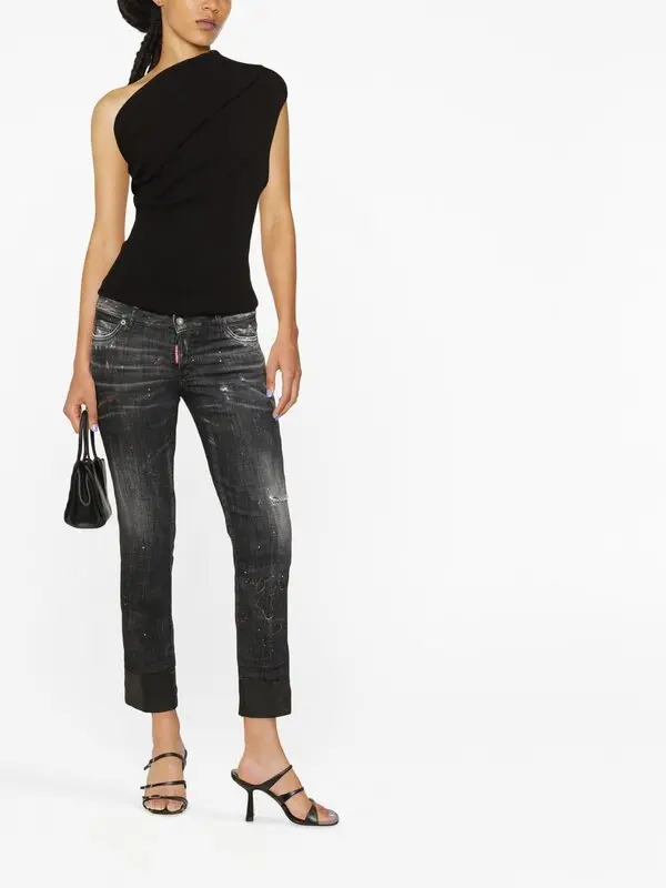 Dsquared2 Splatter-detailed Cropped Jeans - Black