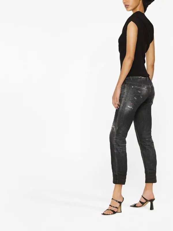 Dsquared2 Splatter-detailed Cropped Jeans - Black