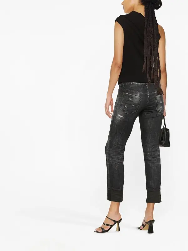 Dsquared2 Splatter-detailed Cropped Jeans - Black