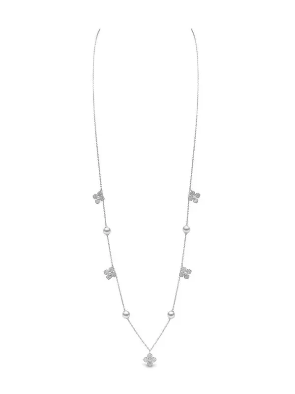 Yoko London 18kt White Gold Diamond And Pearl Necklace - Silver
