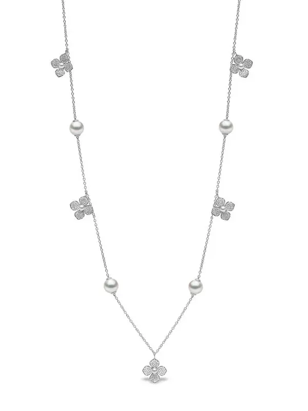 Yoko London 18kt White Gold Diamond And Pearl Necklace