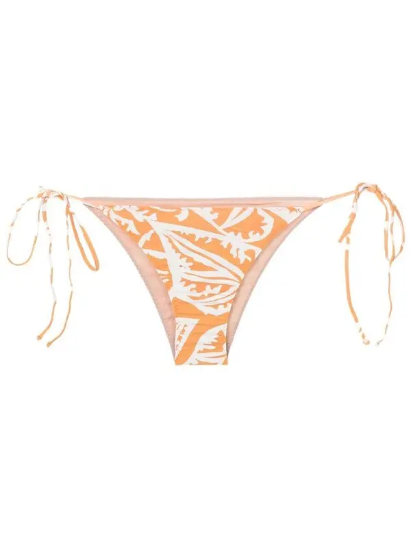 CLUBE BOSSA Aava Leaf-print Bikini Bottom - Orange