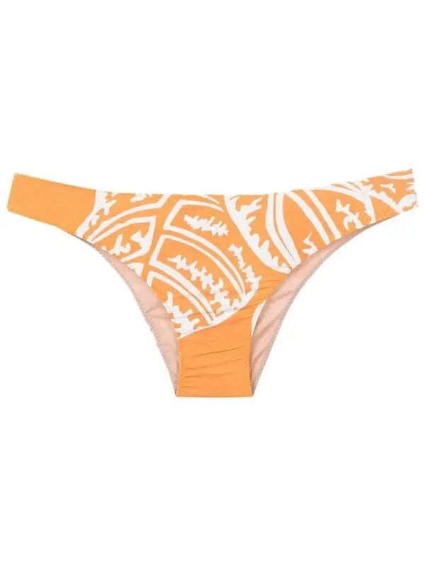 CLUBE BOSSA Niarchos Leaf-print Bikini Bottom - Yellow