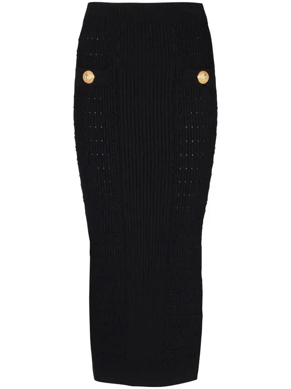 Balmain Ribbed-knit Pencil Skirt