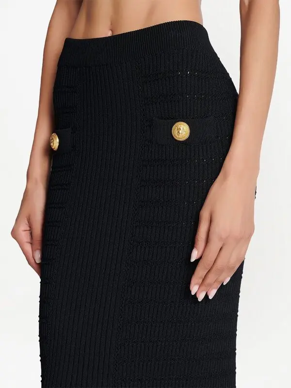 Balmain Ribbed-knit Pencil Skirt