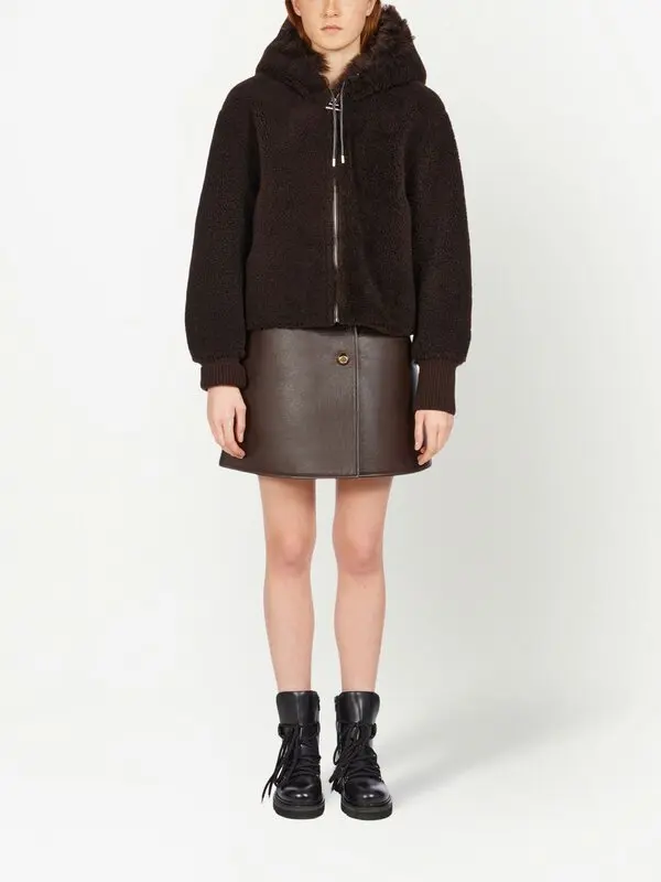 FERRAGAMO A-line Leather Mini Skirt - Brown