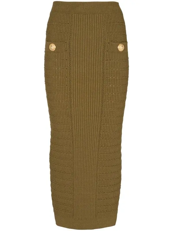Balmain Ribbed-knit Pencil Skirt