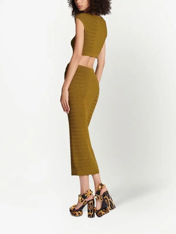 Balmain Ribbed-knit Pencil Skirt