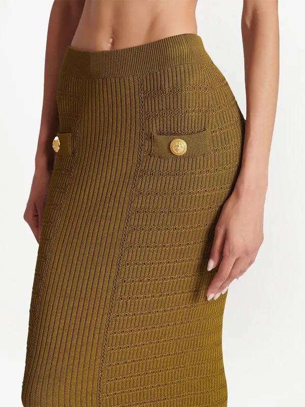 Balmain Ribbed-knit Pencil Skirt