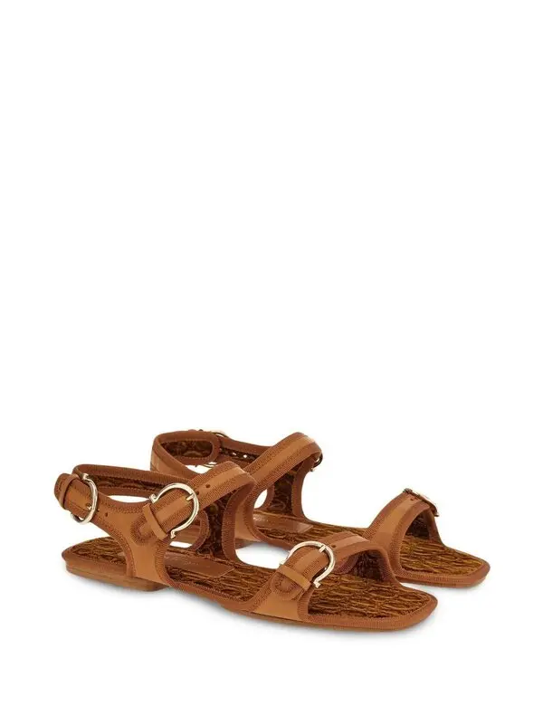FERRAGAMO Nomadic Stories Leather Sandals - Brown