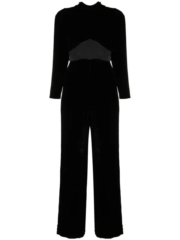 Rixo Beatriz Velvet Jumpsuit - Black