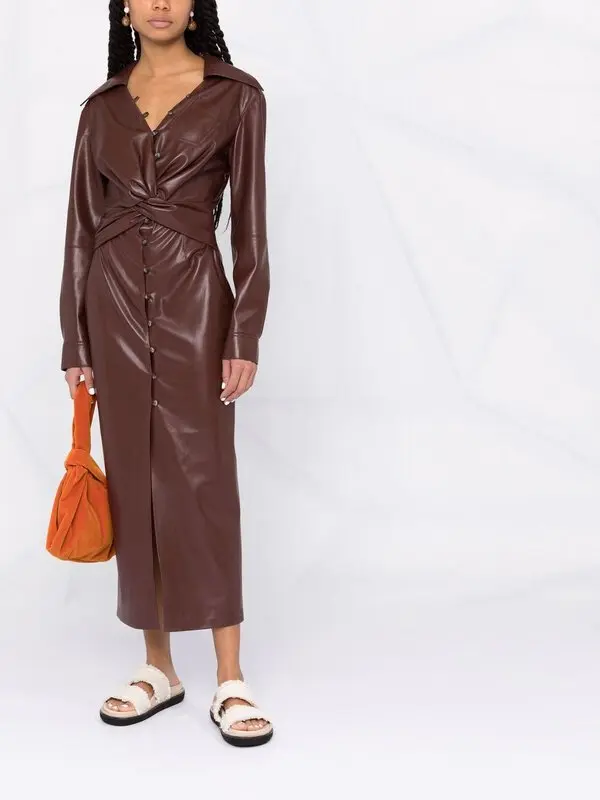 Nanushka Draped Midi Wrap Dress
