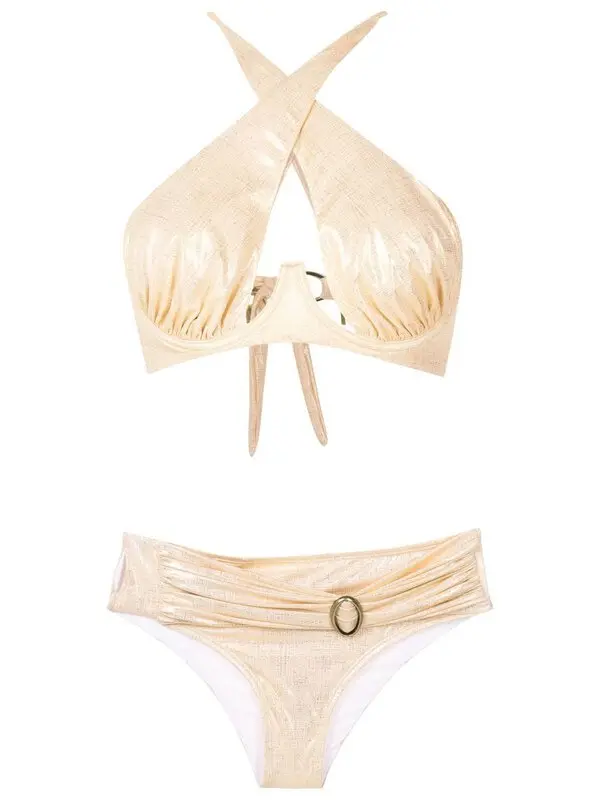 AMIR SLAMA Gathered Halterneck Bikini - Gold
