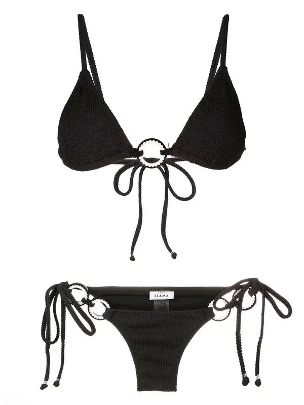 AMIR SLAMA Ribbed-detail Bikini - Black
