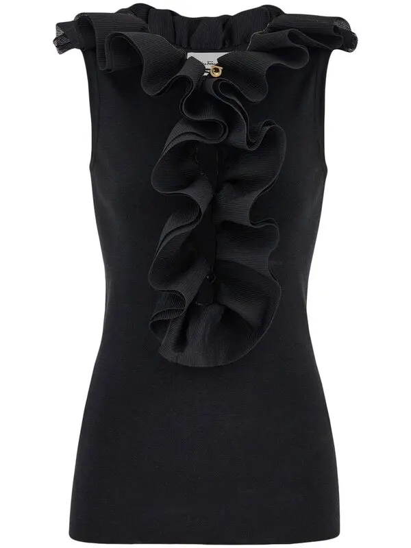 FERRAGAMO Ruffle-trim Wool Vest