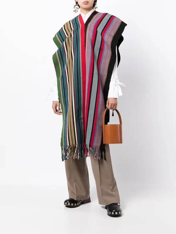 Colville Striped V-neck Poncho