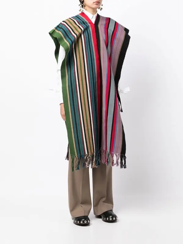 Colville Striped V-neck Poncho
