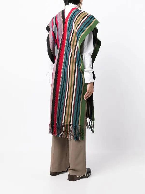 Colville Striped V-neck Poncho