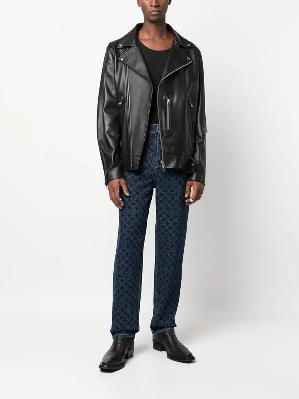 CHARLES JEFFREY Geometric Print Straight Leg Jeans - Blue