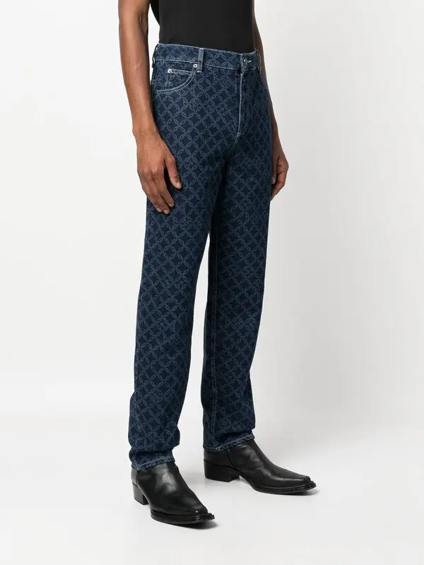 CHARLES JEFFREY Geometric Print Straight Leg Jeans - Blue
