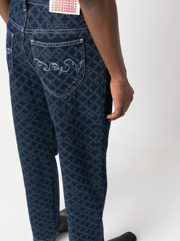 CHARLES JEFFREY Geometric Print Straight Leg Jeans - Blue