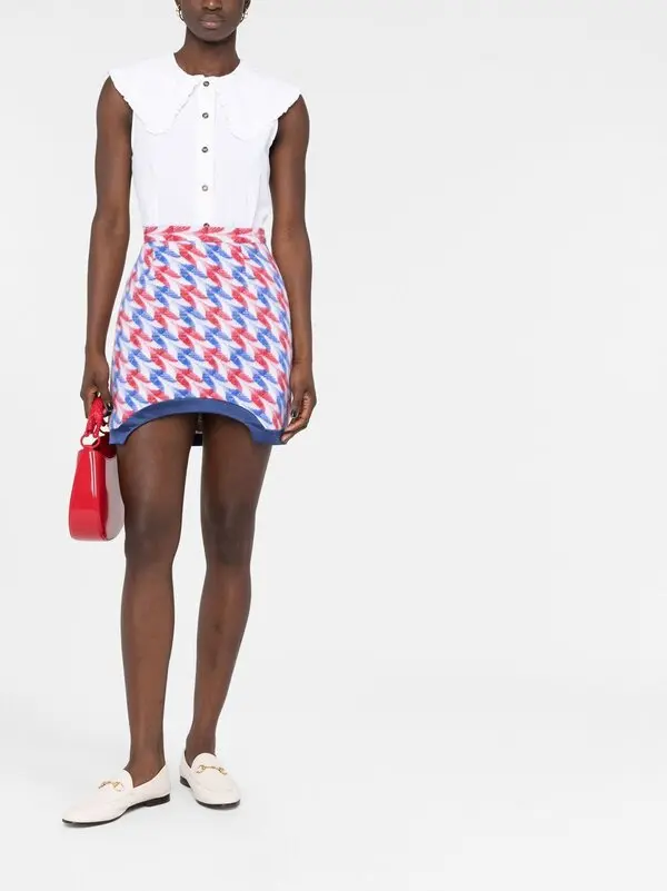Casablanca Aviation Check Pencil Skirt - White
