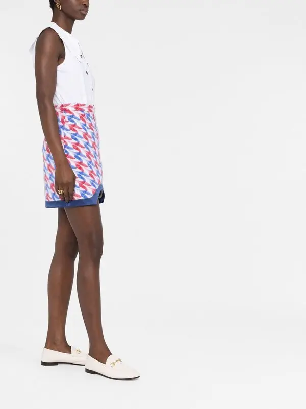 Casablanca Aviation Check Pencil Skirt - White