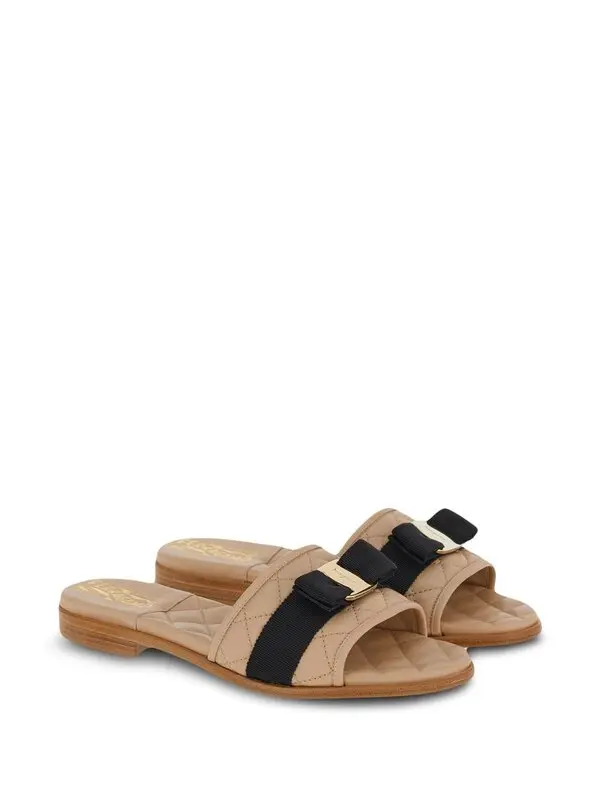 FERRAGAMO Vara Bow Quilted Slides