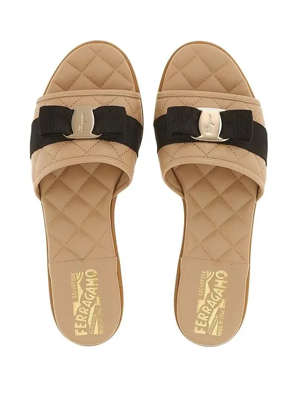 FERRAGAMO Vara Bow Quilted Slides